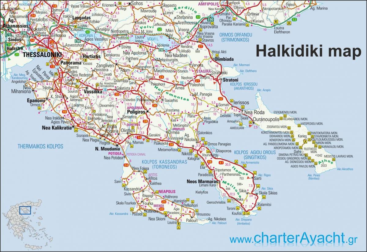 Chalkidiki, Griechenland Karte - Karte von Griechenland Chalkidiki ...